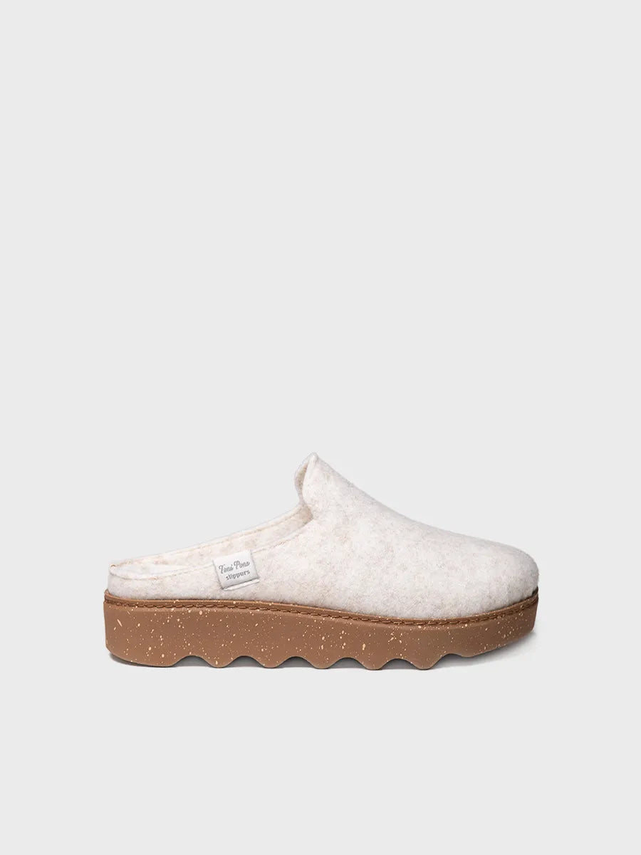 Women's clog-style slipper in recycled felt in Raw - JOKO-FR - JOKO-FR